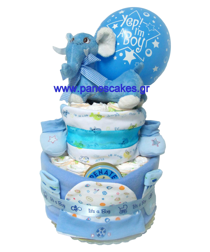 Πάνες Κέικ Σιέλ Ελεφαντάκι, Diaper Cake - Panes Cakes