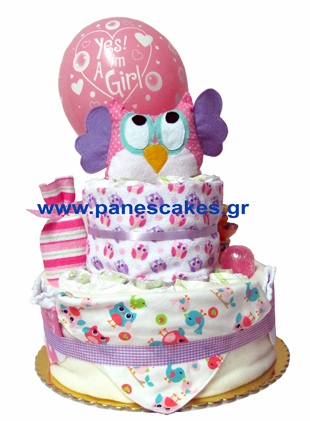 Τούρτα με Πάνες Κουκουβάγια Ροζ&Μωβ - Panes Cakes